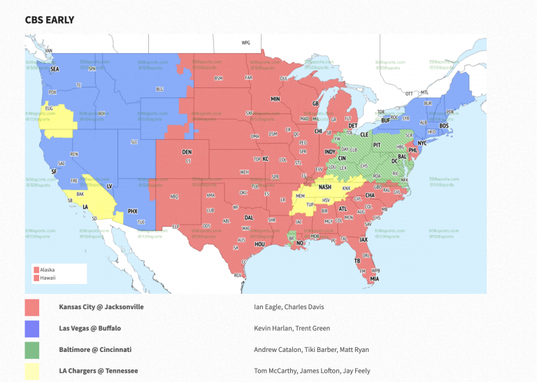 NFL TV Coverage Map Week 2 – Schedule CBS and FOX Channels : Sept. 17 ...